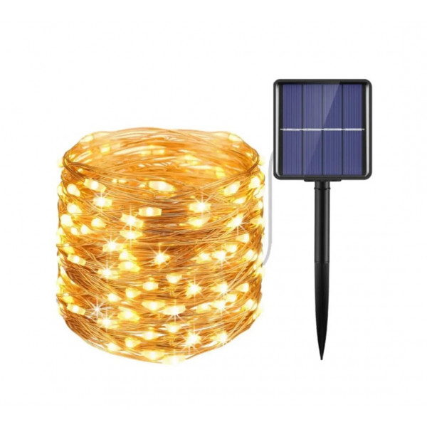 Solar Copper LED String Lights 15 m (150 LEDs), Warm White 3000 K, 8 ...